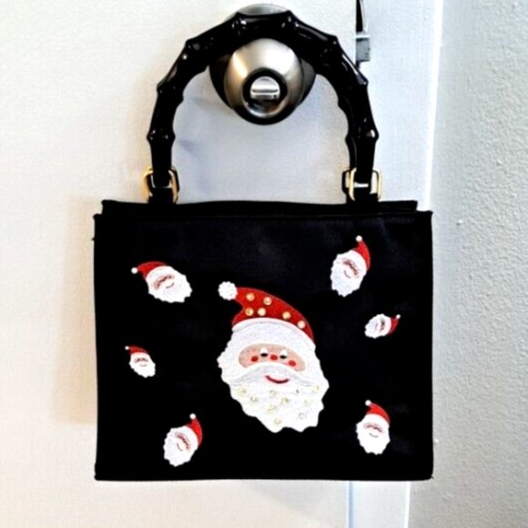 Tiannl | Bags | Sale Vintage Tianni Black Embroidered Santa Claus ...